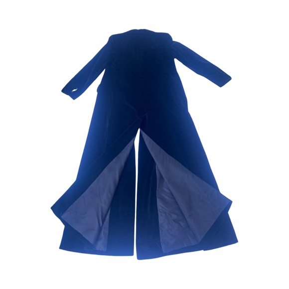 Jackets & Coats | Very Long Black Velvet Double Breasted Vintage Coat ...